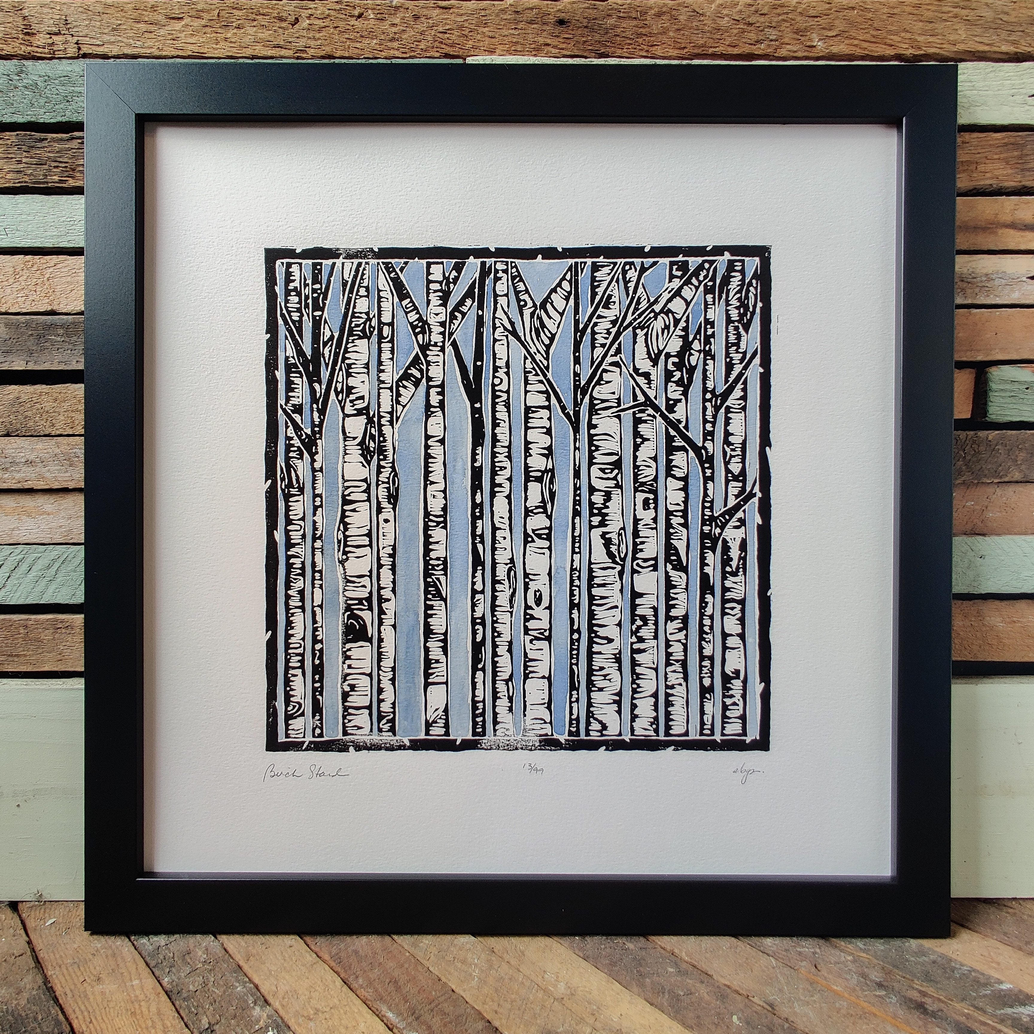 Birch Stand Linoprint | Big Mitten Linocuts