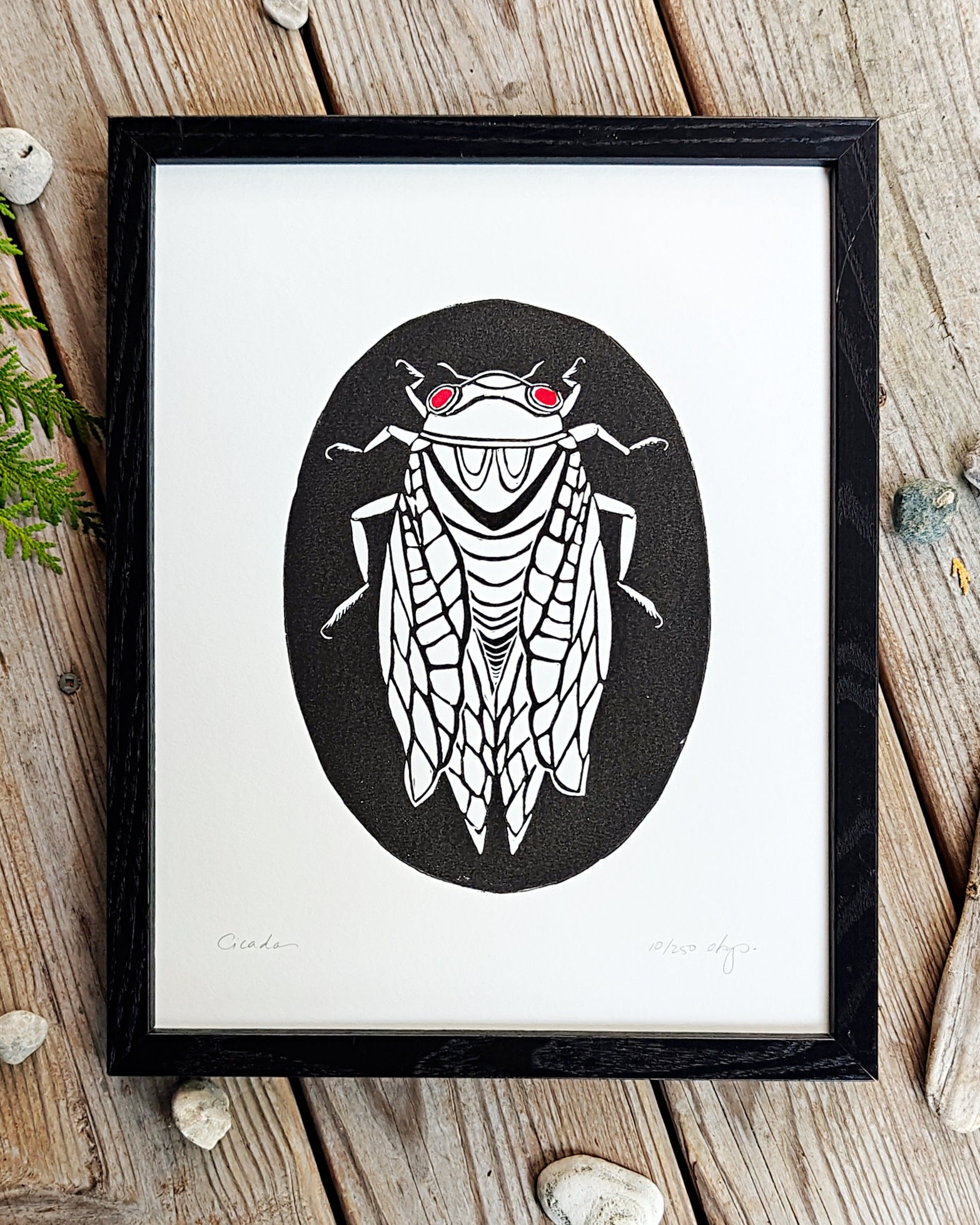 cicada block print